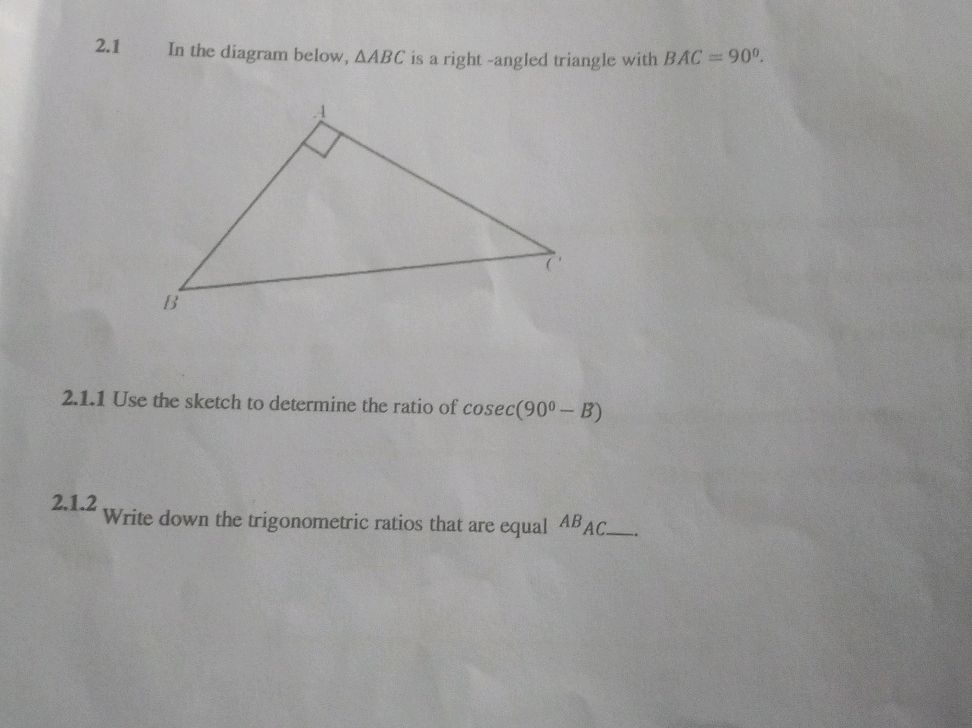 2.1 In the diagram below, $ ABC$ is a | StudyX