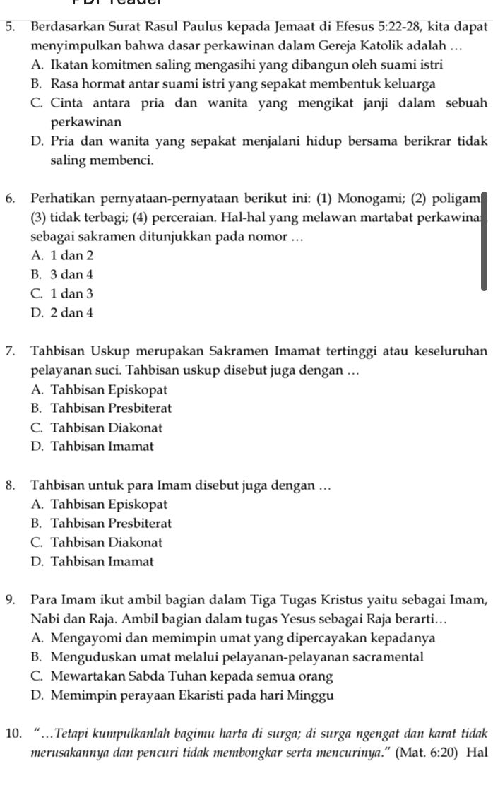 5. Berdasarkan Surat Rasul Paulus kepada | StudyX