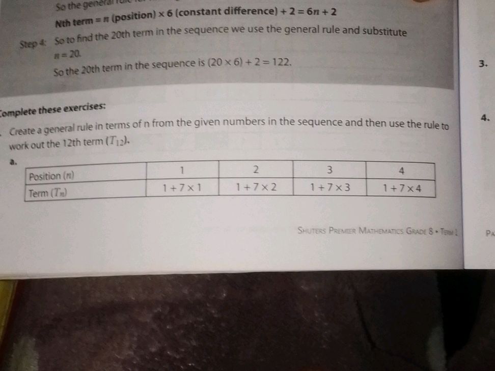 Create a general rule in terms of n from the | StudyX