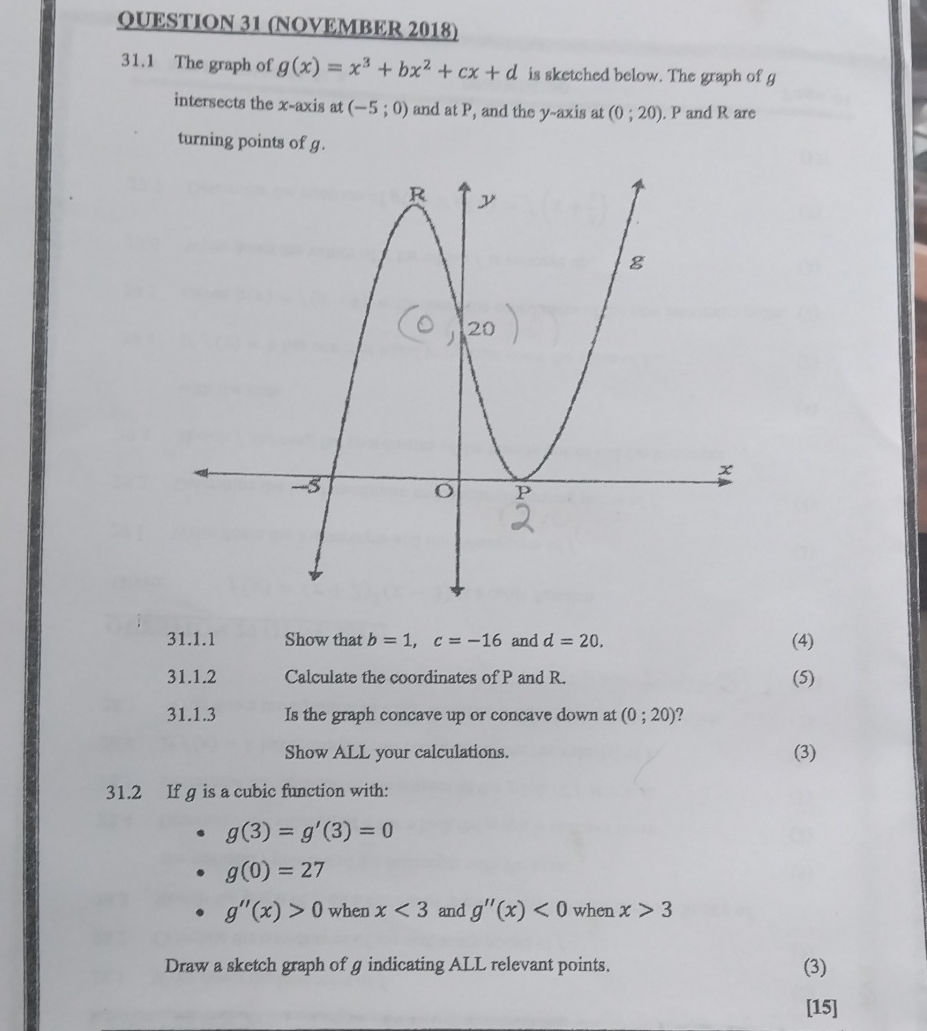 31.1 The graph of $g(x) = x^3 + bx^2 + cx + | StudyX