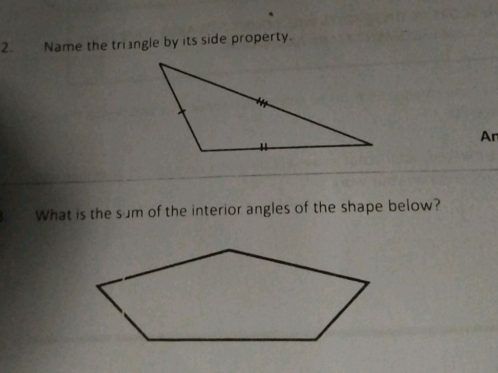 2. Name the triangle by its side property. | StudyX