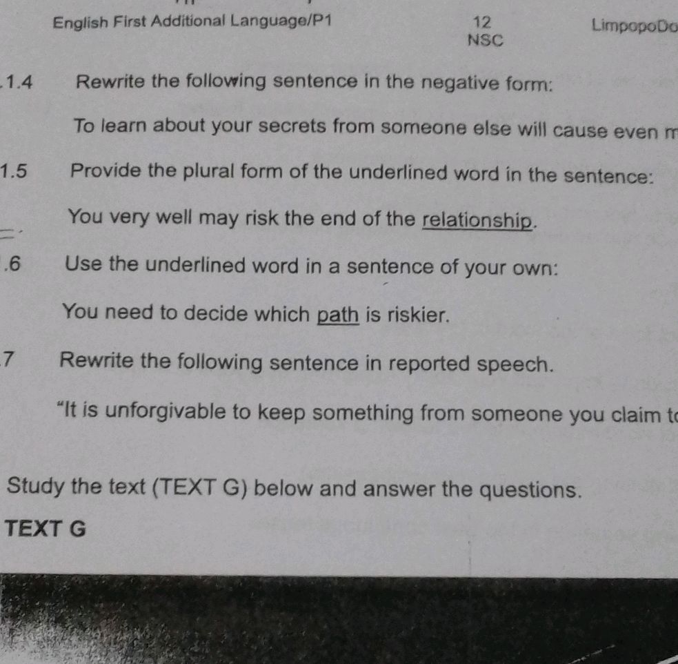 1.4 Rewrite the following sentence in the | StudyX