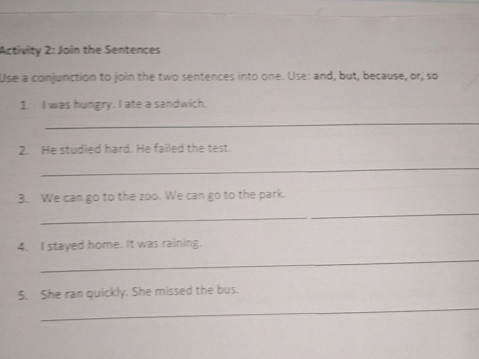 Activity 2: Join the Sentences Use a | StudyX