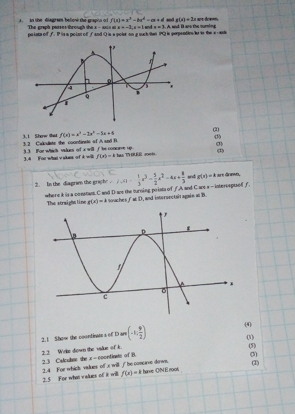 3. In the diagram below the graphs of $f(x) | StudyX