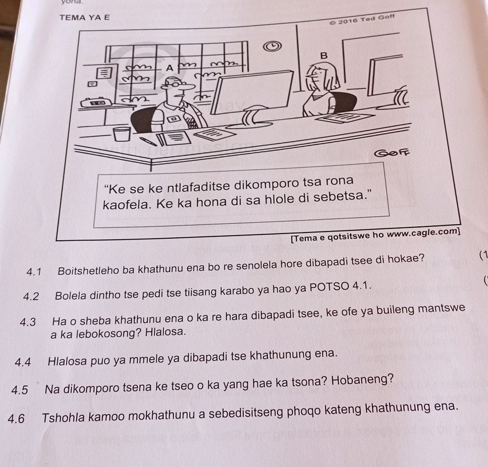 4.1 Boitshetleho ba khathunu ena bo re | StudyX