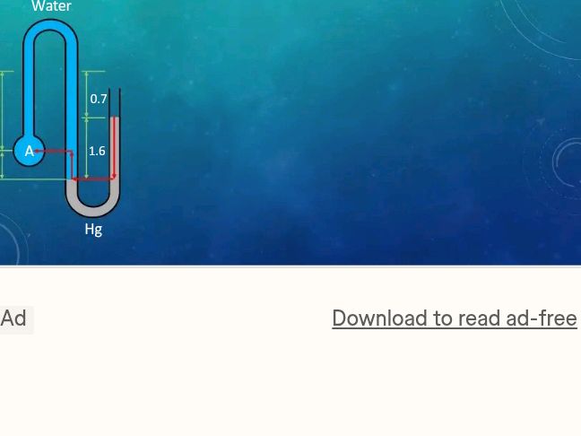 The image shows a U-tube manometer with | StudyX