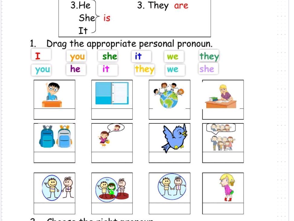 1. Drag the appropriate personal pronoun. I | StudyX