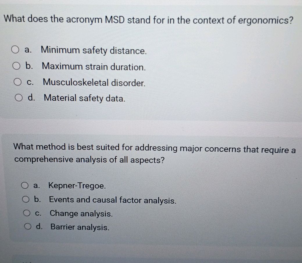 What does the acronym MSD stand for in the