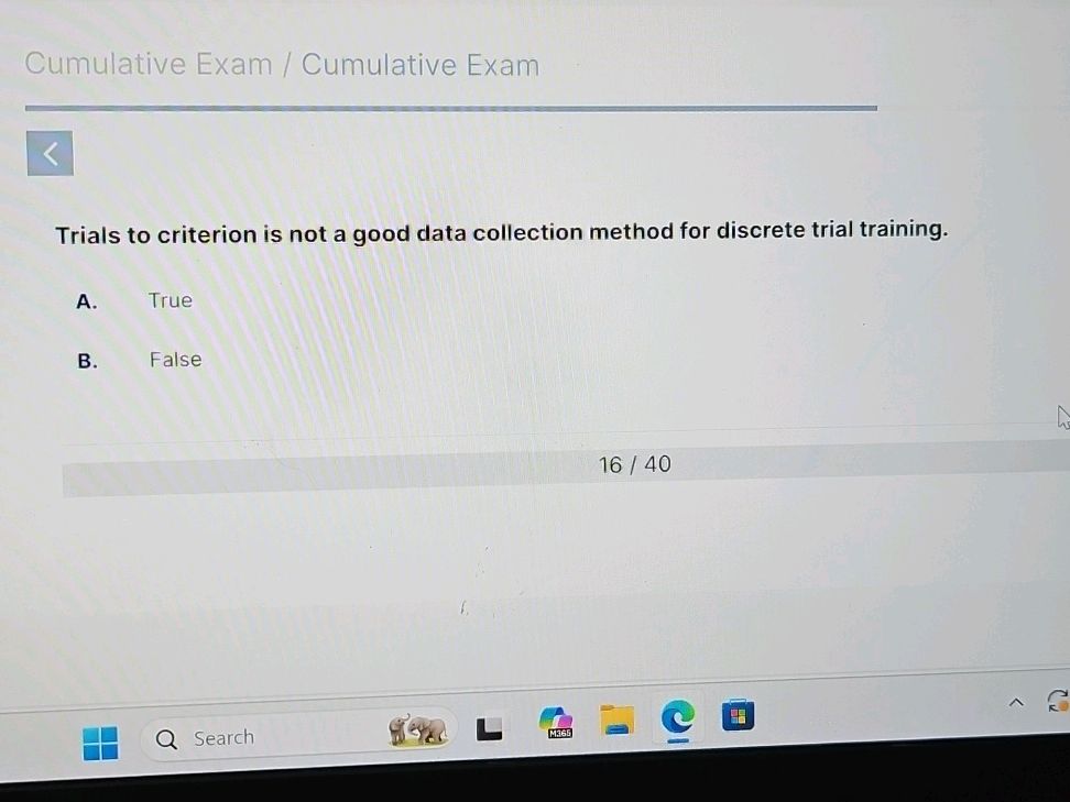 Trials to criterion is not a good data | StudyX