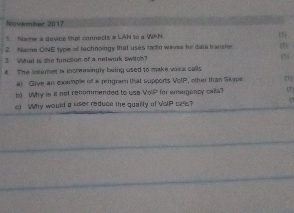 1. Name a device that connects a LAN to a | StudyX
