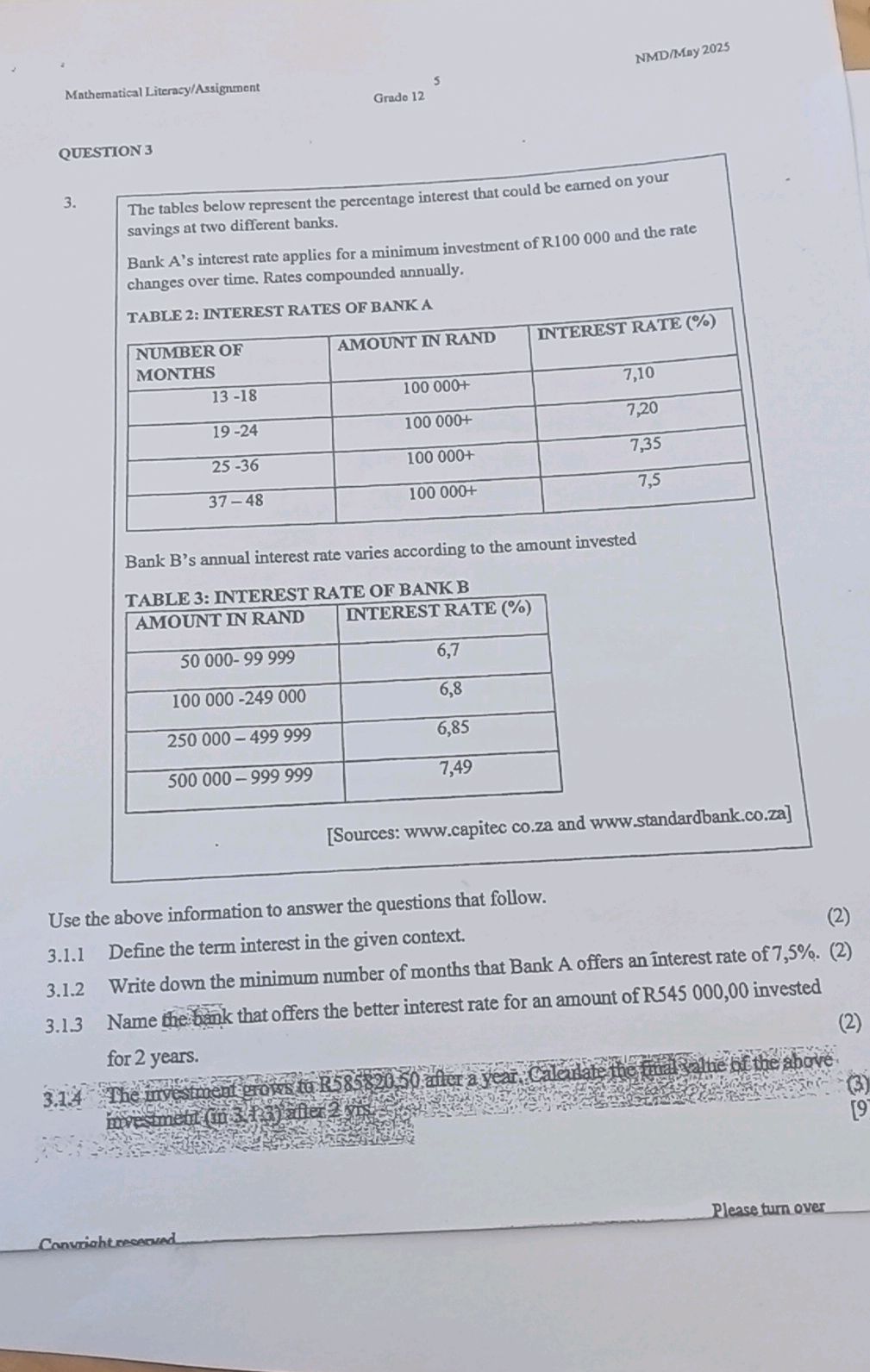 3. The tables below represent the percentage | StudyX