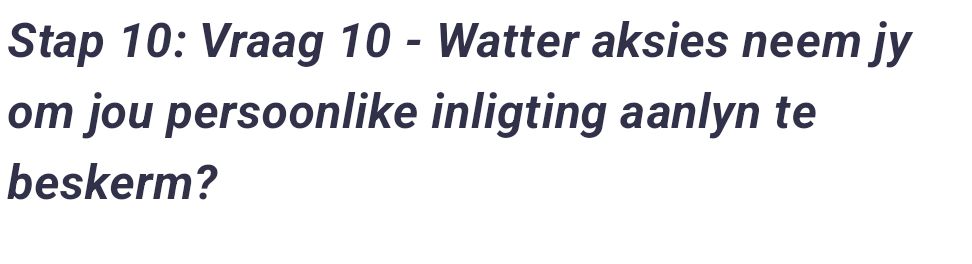 Stap 10: Vraag 10 - Watter aksies neem jy om | StudyX