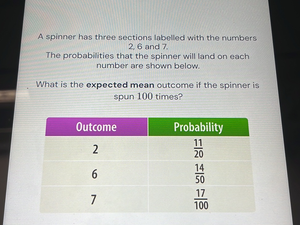 A spinner has three sections labelled with | StudyX