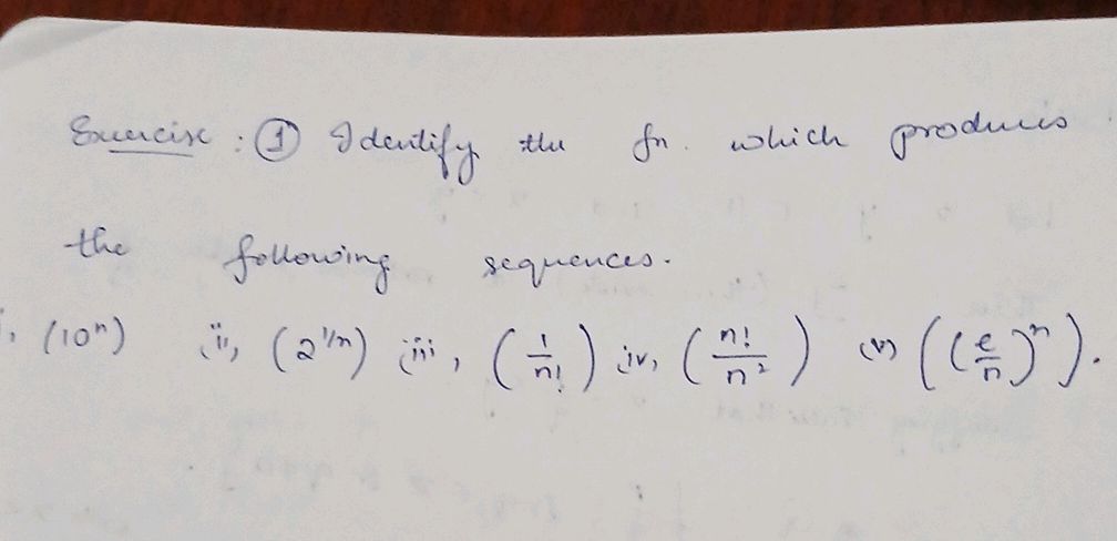 Exercise: 1 Identify the fn. which produces | StudyX