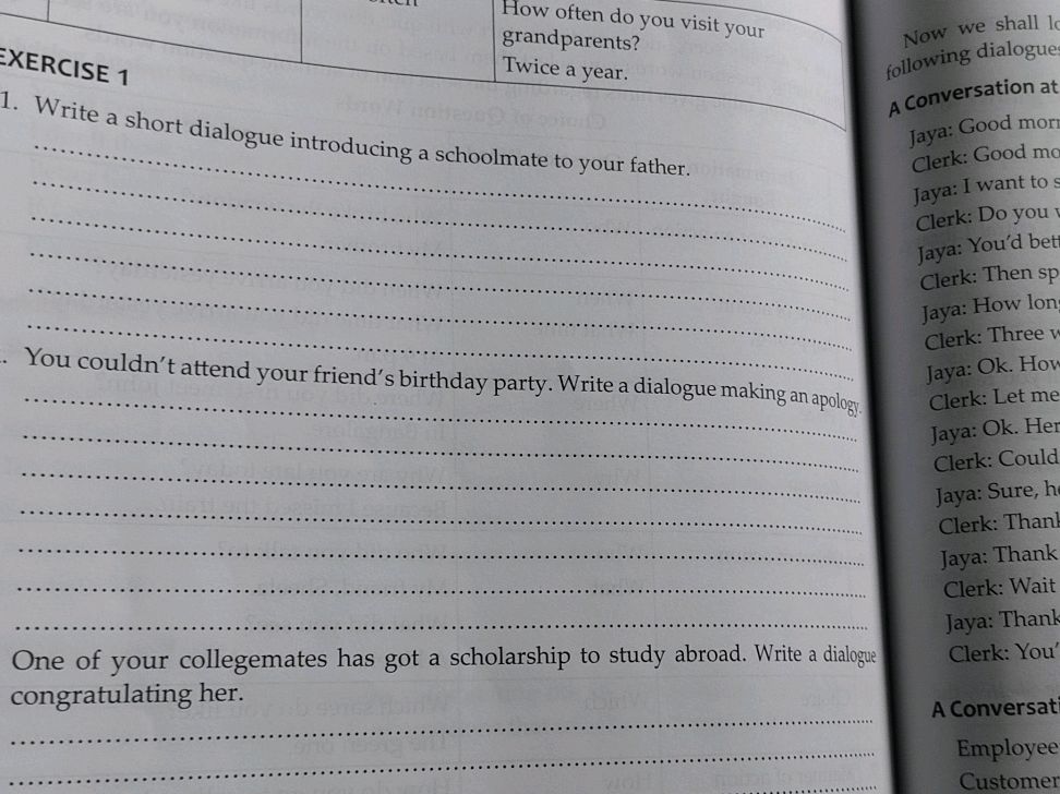 1. Write a short dialogue introducing a | StudyX