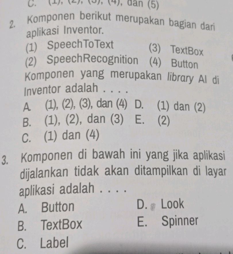 2. Komponen berikut merupakan bagian dari | StudyX