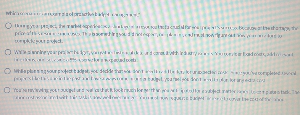 Which scenario is an example of proactive | StudyX