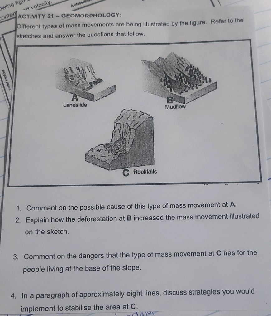 Different types of mass movements are being | StudyX