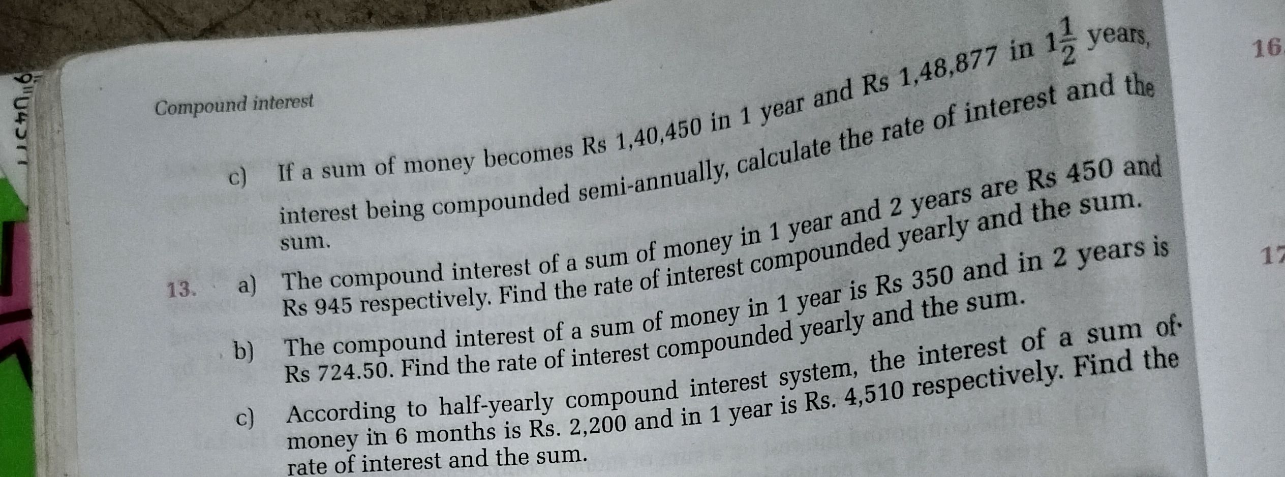 c) If a sum of money becomes Rs 1,40,450 in | StudyX