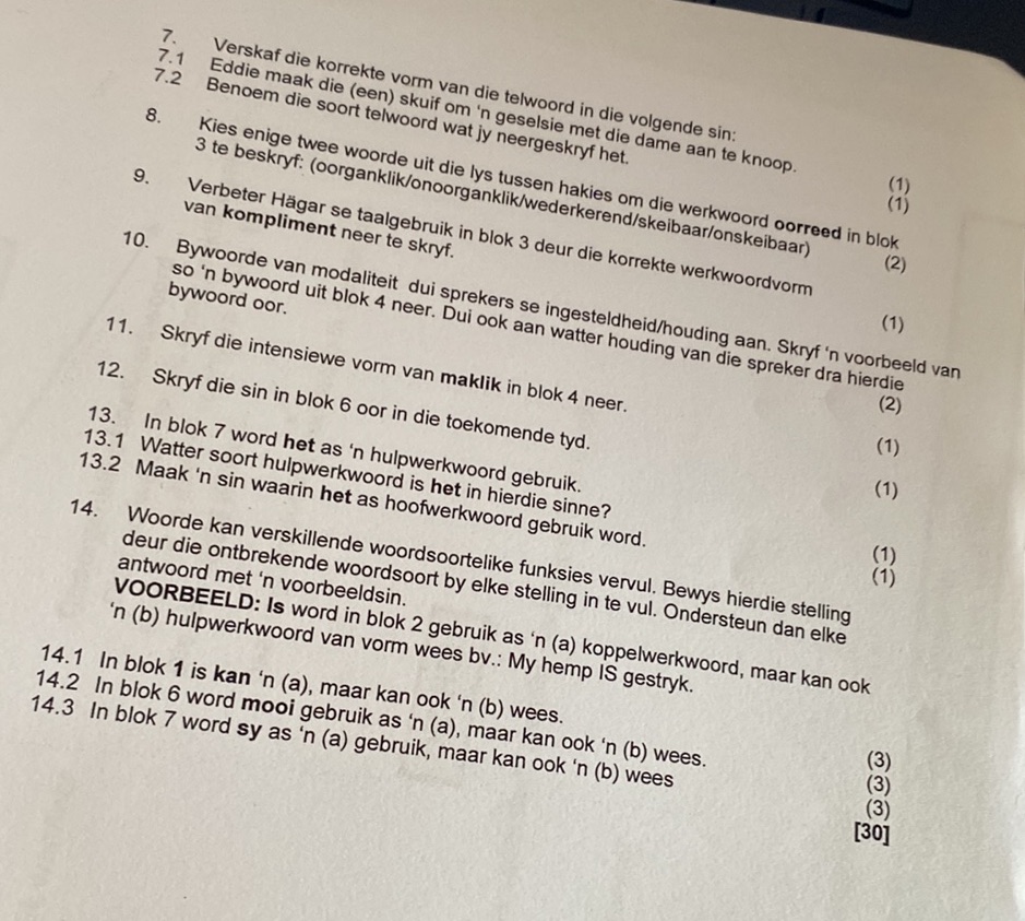 7. Verskaf die korrekte vorm van die | StudyX