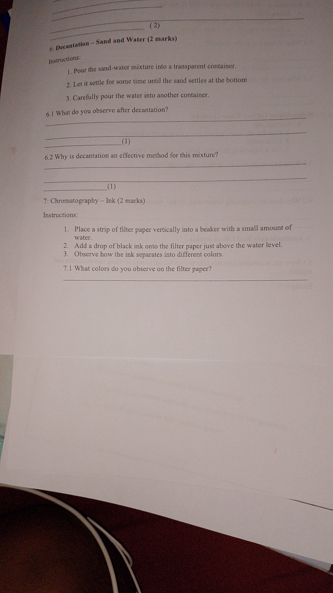 7. Why does chromatography separate the ink | StudyX