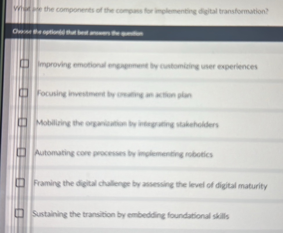 What are the components of the compass for | StudyX