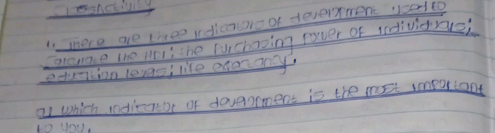 1. There are three indicators of development | StudyX