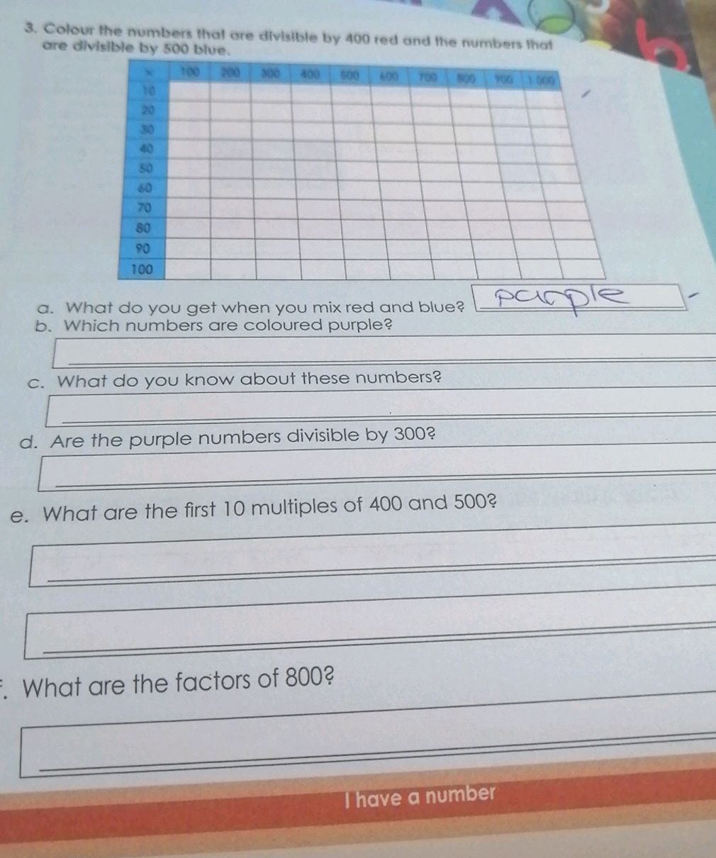 3. Colour the numbers that are divisible by | StudyX