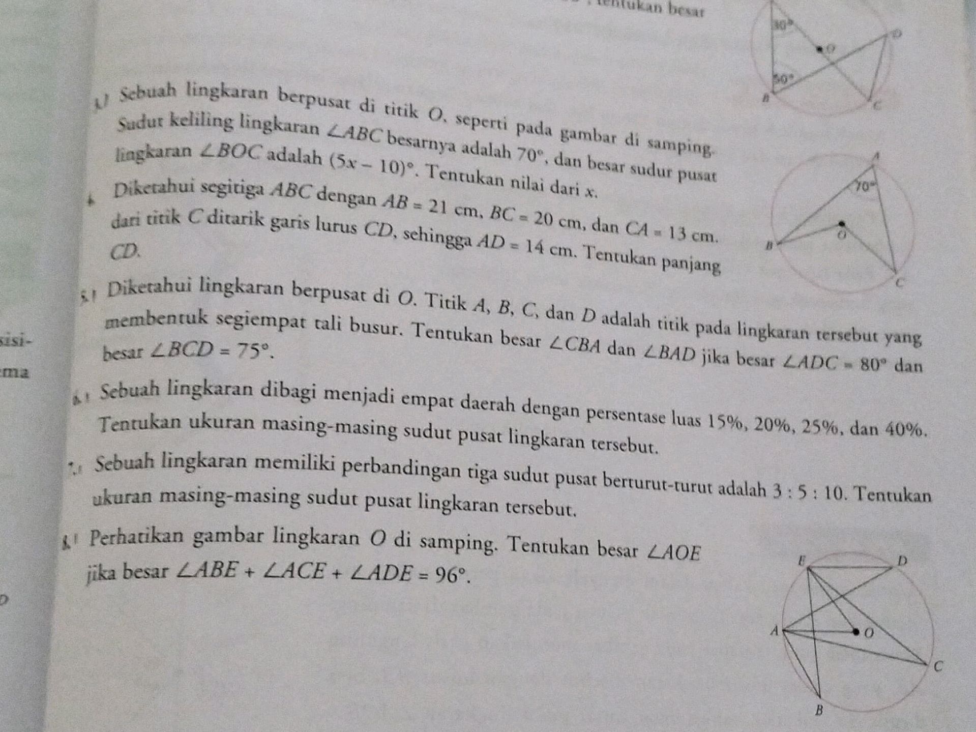 1. Sebuah lingkaran berpusat di titik O, | StudyX