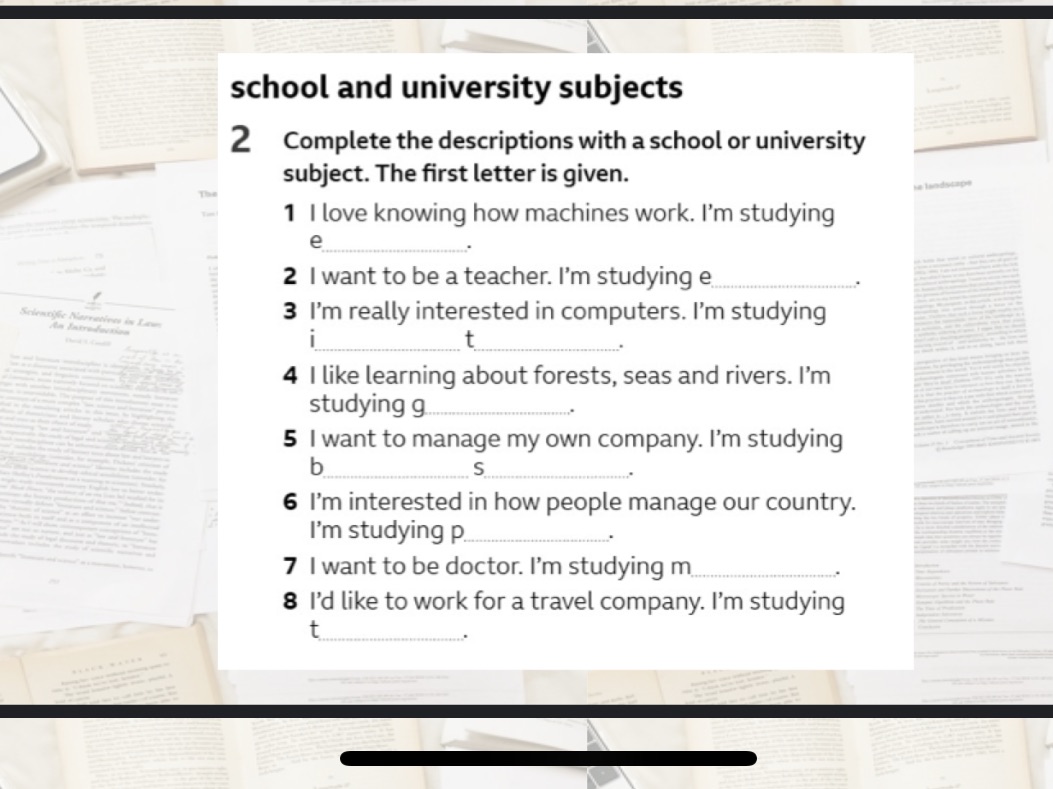 2 Complete the descriptions with a school or | StudyX