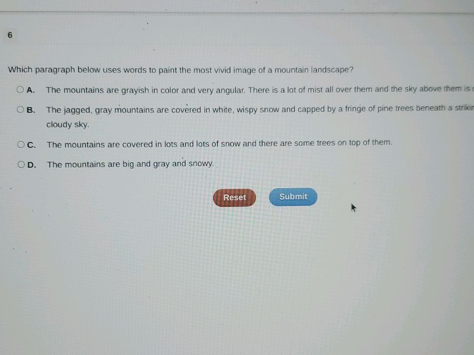 Which paragraph below uses words to paint | StudyX