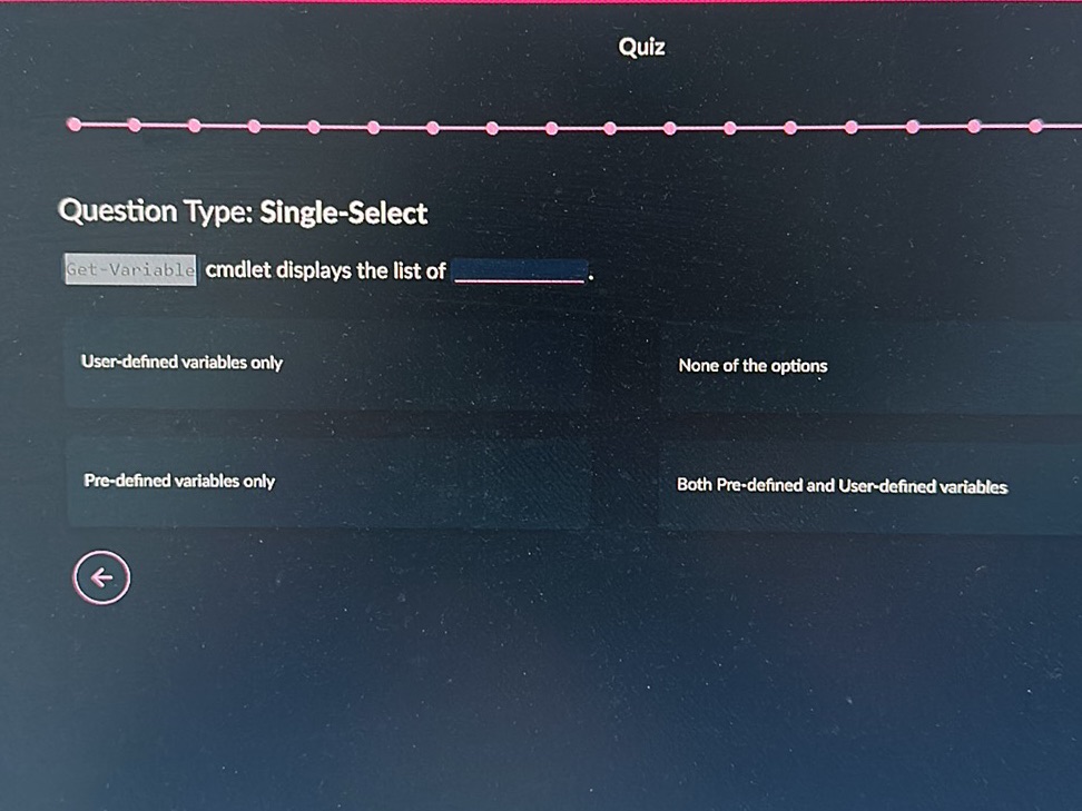 Get-Variable cmdlet displays the list of | StudyX