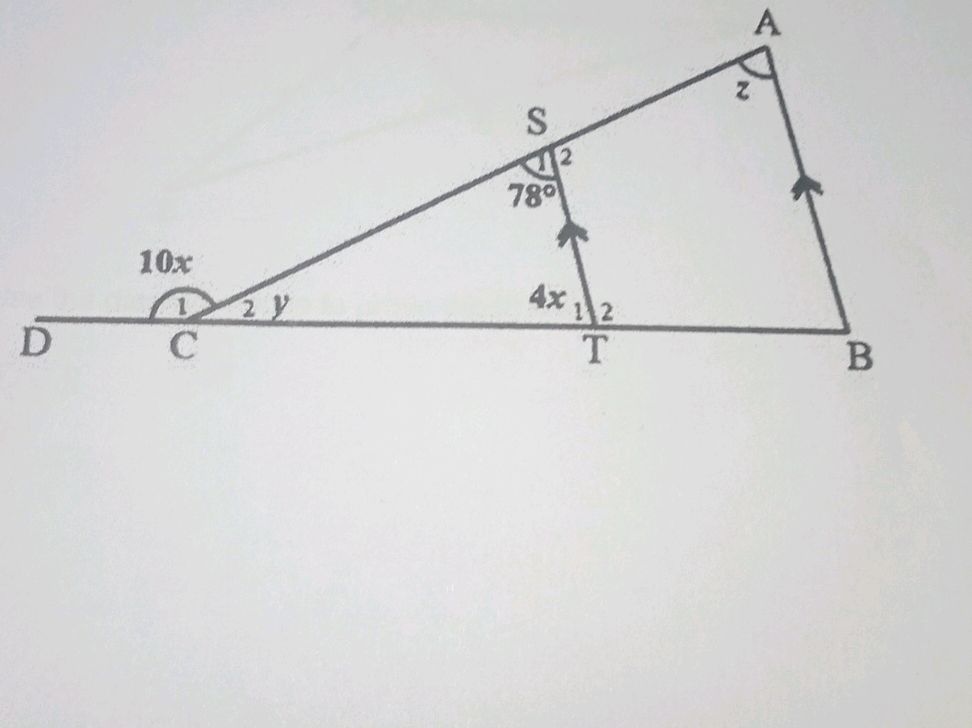 Find the value of the angles. $ 1 = 10x$ $ | StudyX