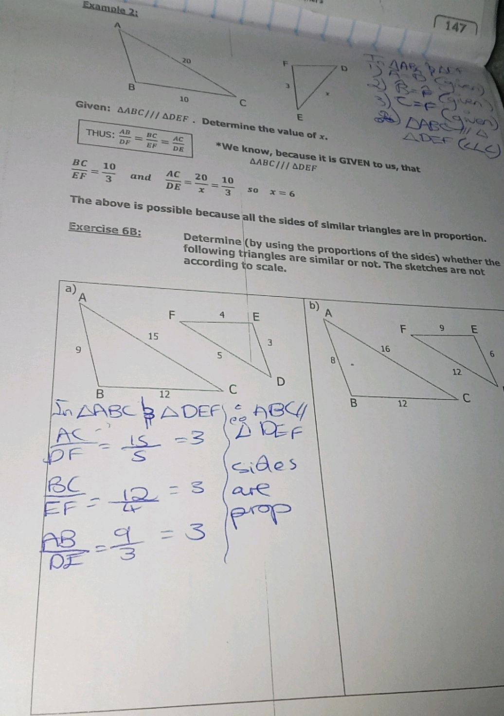 Given: $ ABC \ ADEF$. Determine the value | StudyX