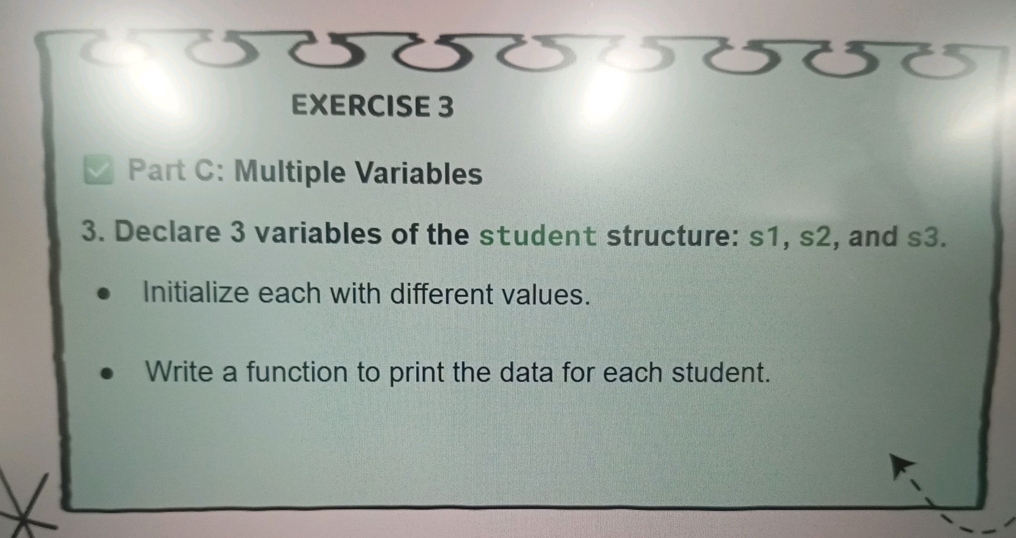 3. Declare 3 variables of the student | StudyX