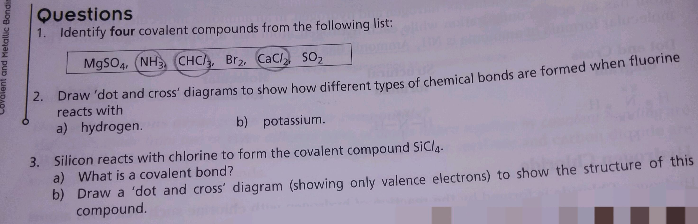 1. Identify four covalent compounds from the | StudyX