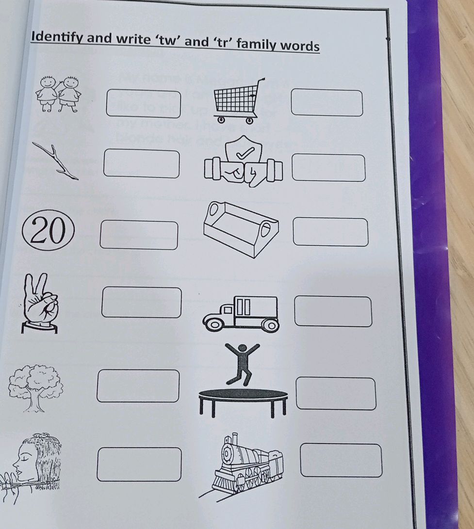 Identify and write 'tw' and 'tr' family words | StudyX