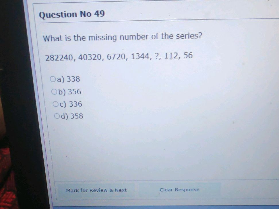 What is the missing number of the series? | StudyX