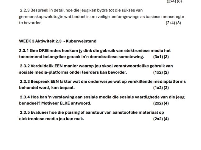2.2.3 Bespreek in detail hoe die jeug kan | StudyX