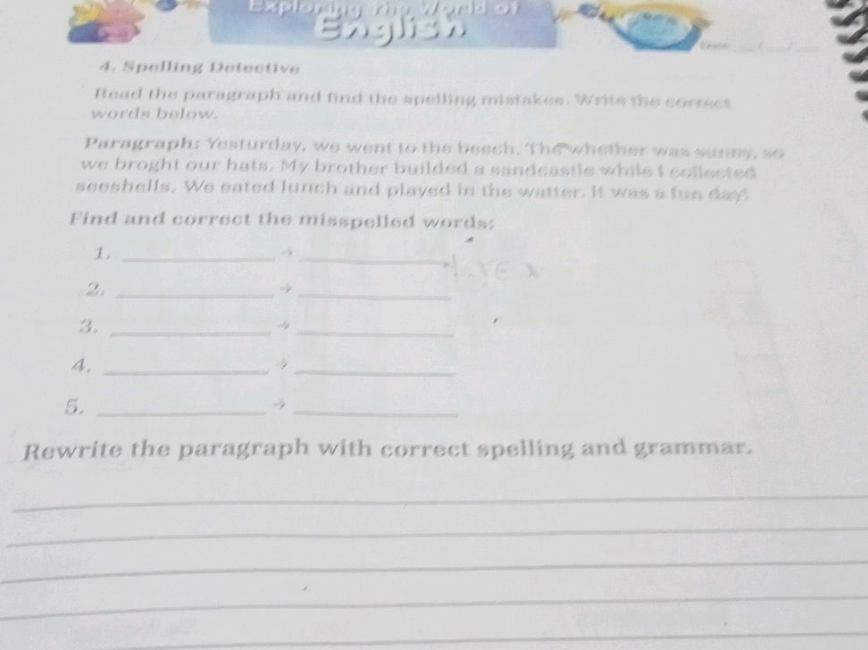 Read the paragraph and find the spelling | StudyX