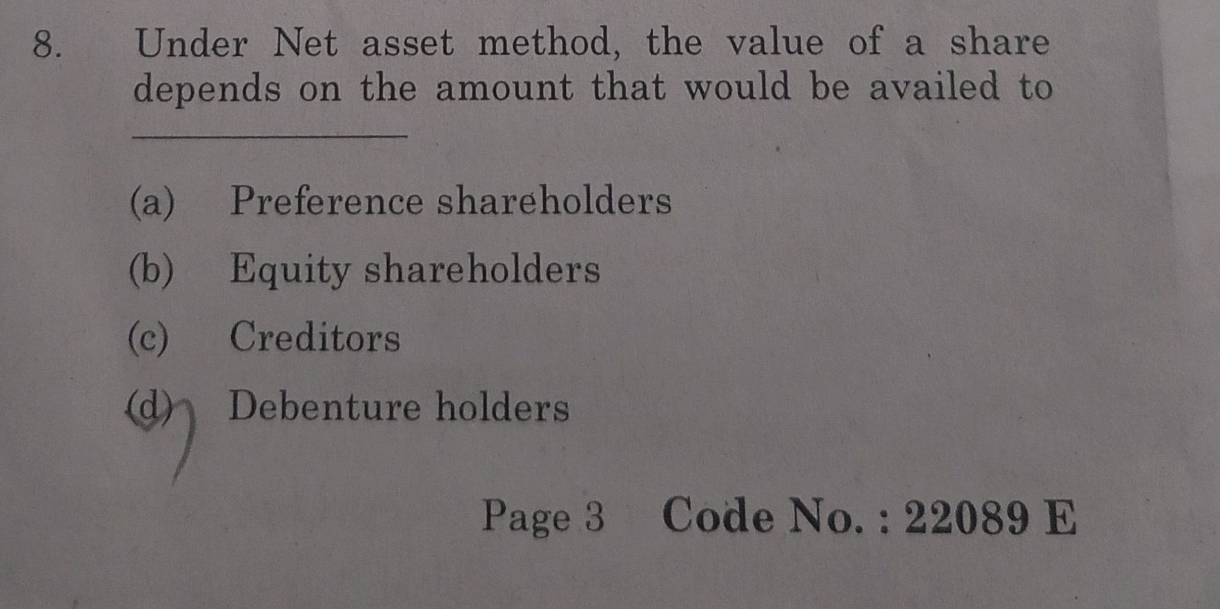 8. Under Net asset method, the value of a | StudyX