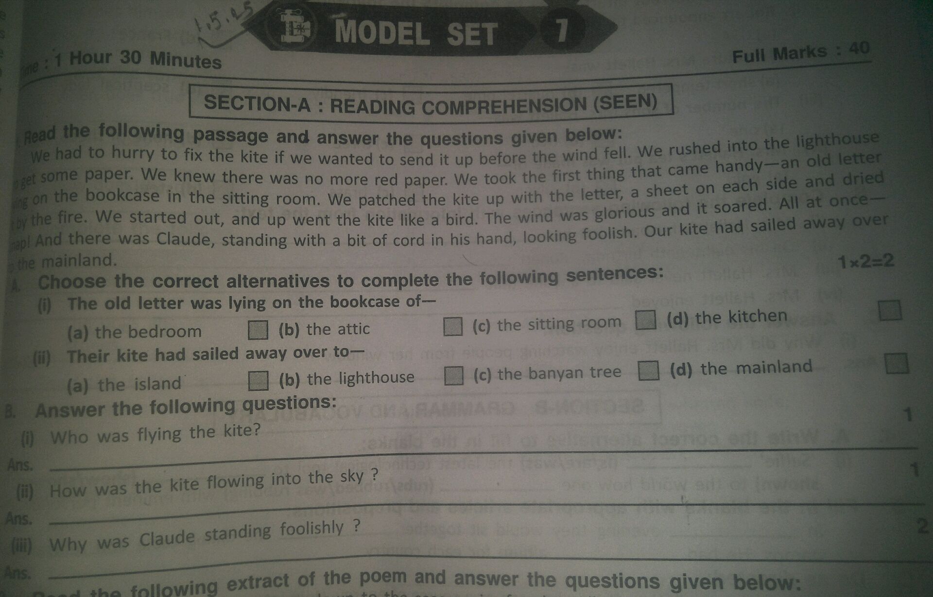 Read the following passage and answer the | StudyX