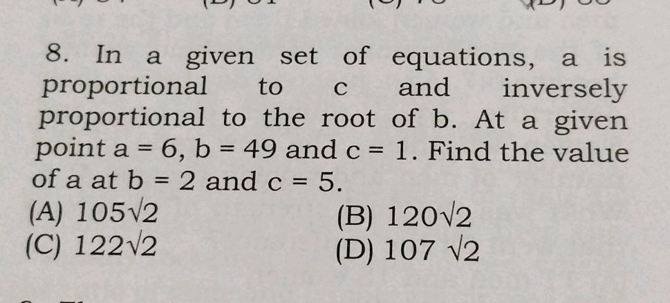 8. In a given set of equations, a is | StudyX