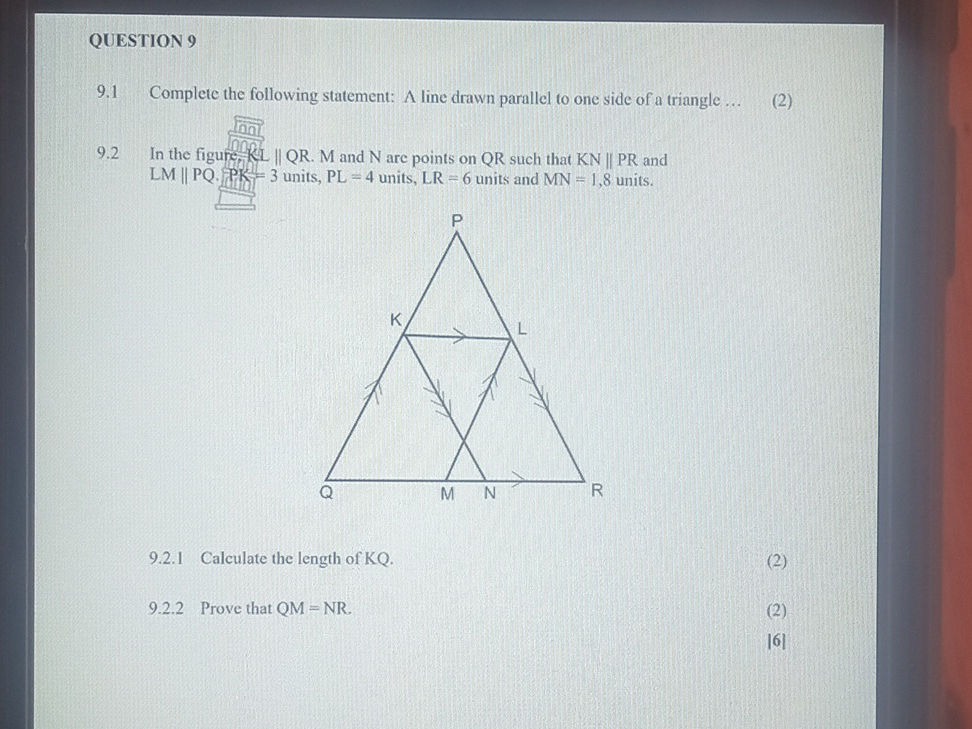 9.1 Complete the following statement: A line | StudyX