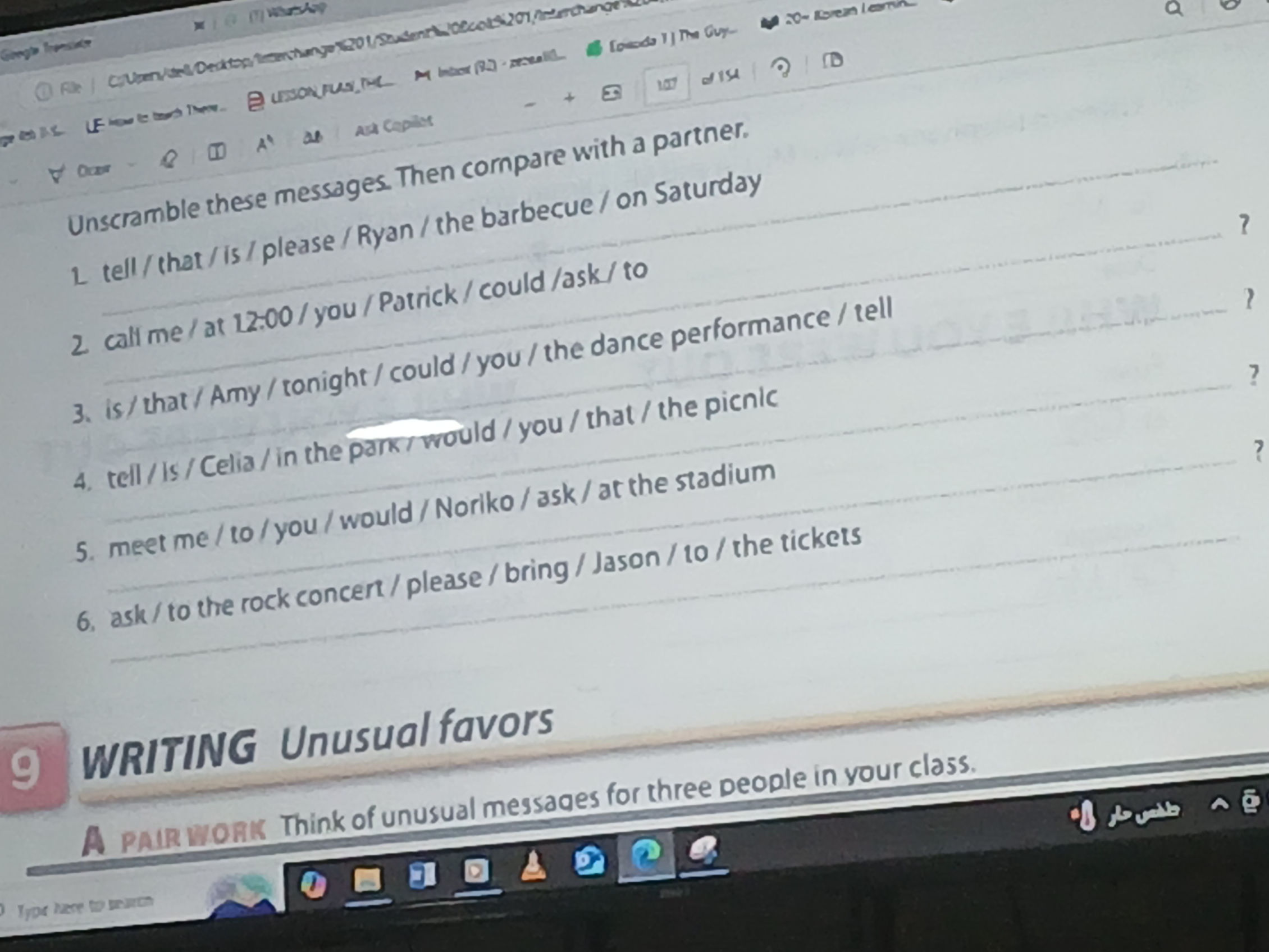 Unscramble these messages. Then compare with | StudyX