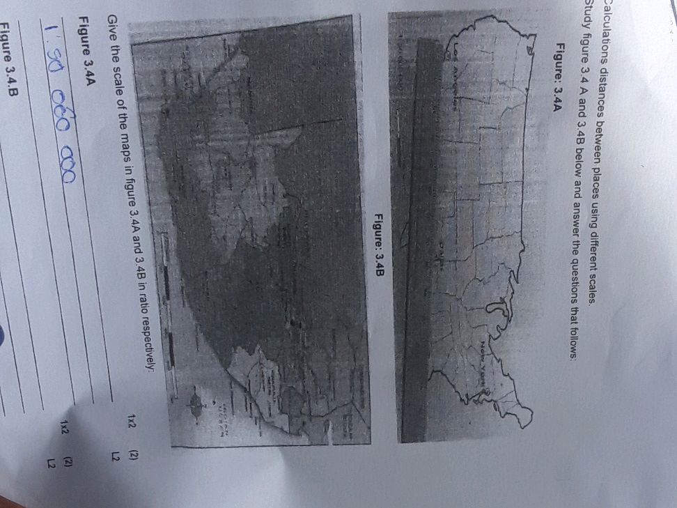 Give the scale of the maps in figure 3.4A | StudyX