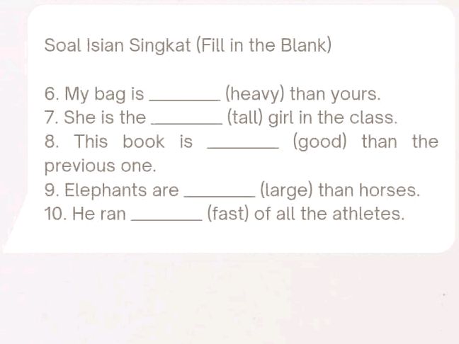 Soal Isian Singkat (Fill in the Blank) 6. | StudyX