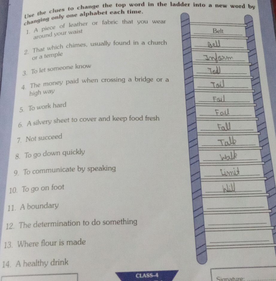 Use the clues to change the top word in the | StudyX