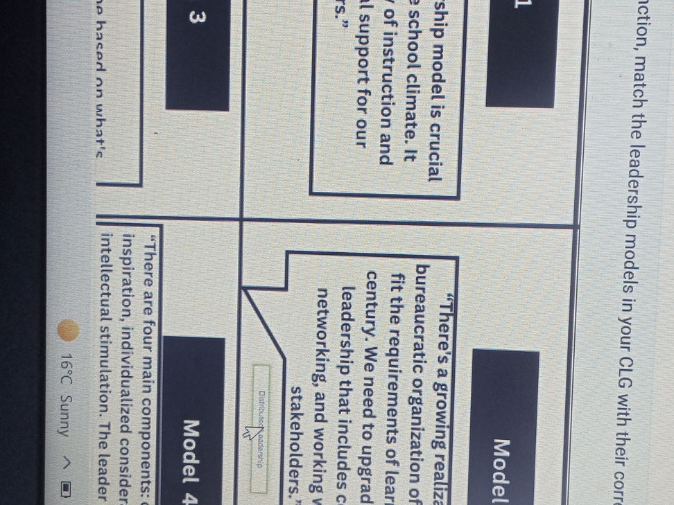 nction, match the leadership models in your | StudyX