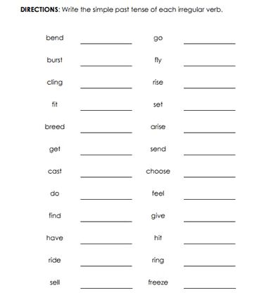 DIRECTIONS: Write the simple past tense of | StudyX